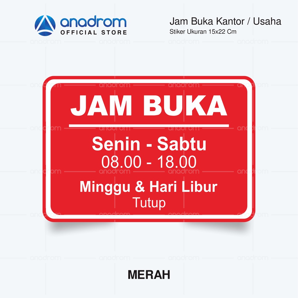 Jual Stiker Jam Buka Kantor / Usaha Custom | Size 15 x 22 cm Vynil PVC ...