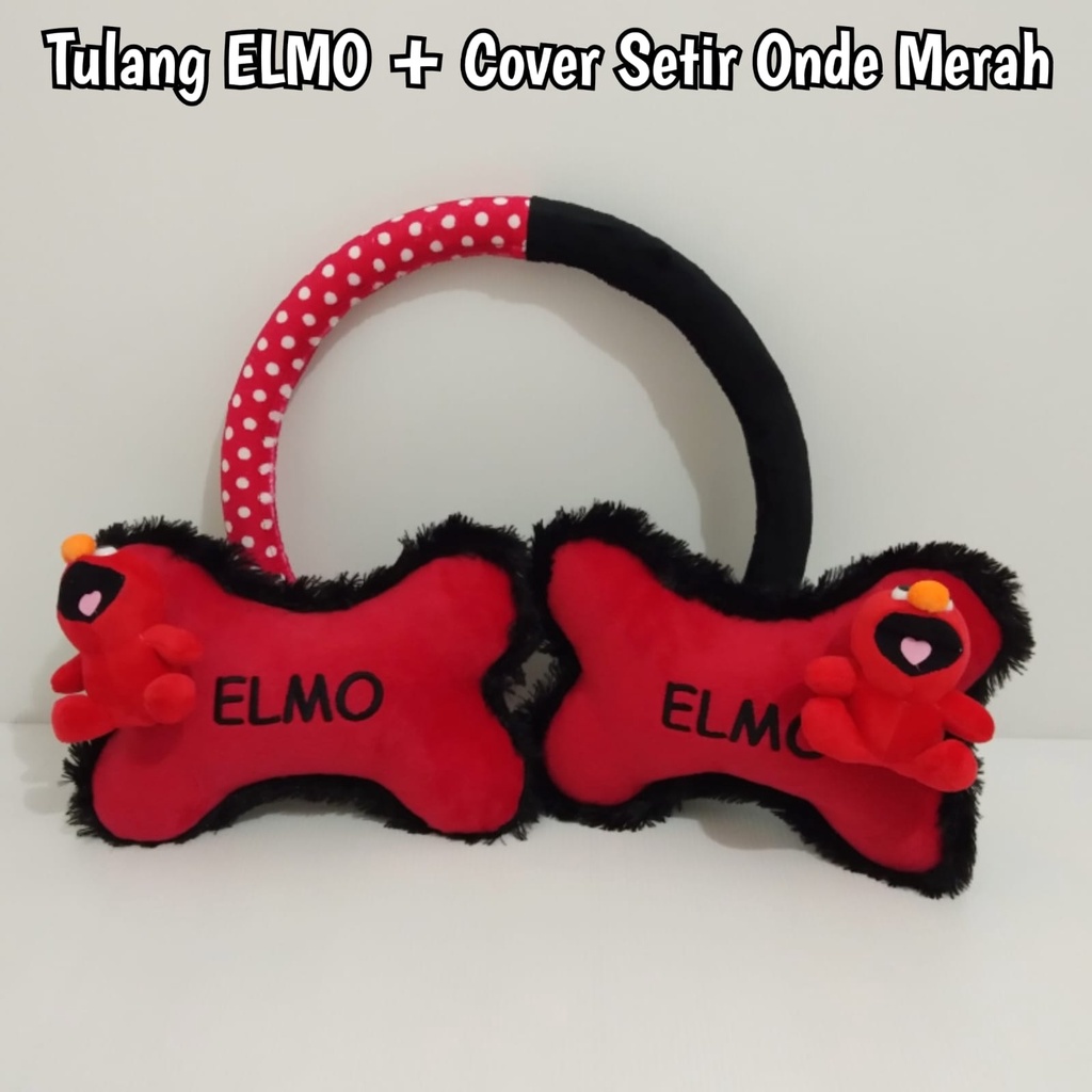 Jual Bantal Mobil Sandaran Penyangga Set Tulang Elmo Merah (setir ...