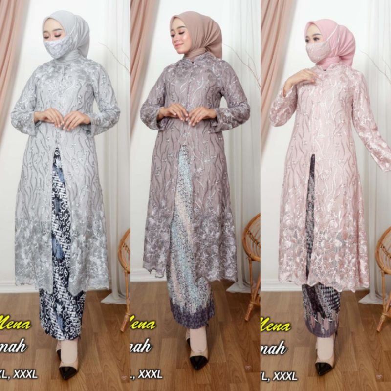 Jual Kebaya Modern Set Kebaya Tunik Brukat Busui Kancing Depan Baju ...