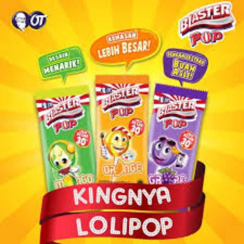 Jual Permen Blaster Pop Lolipop Grape / Orange / Mango 7g Blaster Pop ...