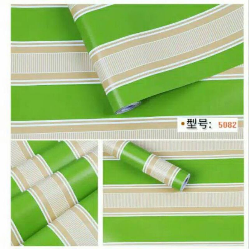 Jual Wallpaper salur hijau 45 x10 ,stiker dinding berkualitas,stiker wallpaper | Shopee Indonesia