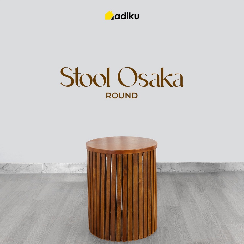 Jual ADIKU.ID OSAKA Stool - Stool Aksen Slat - Bangku Kayu Solid ...