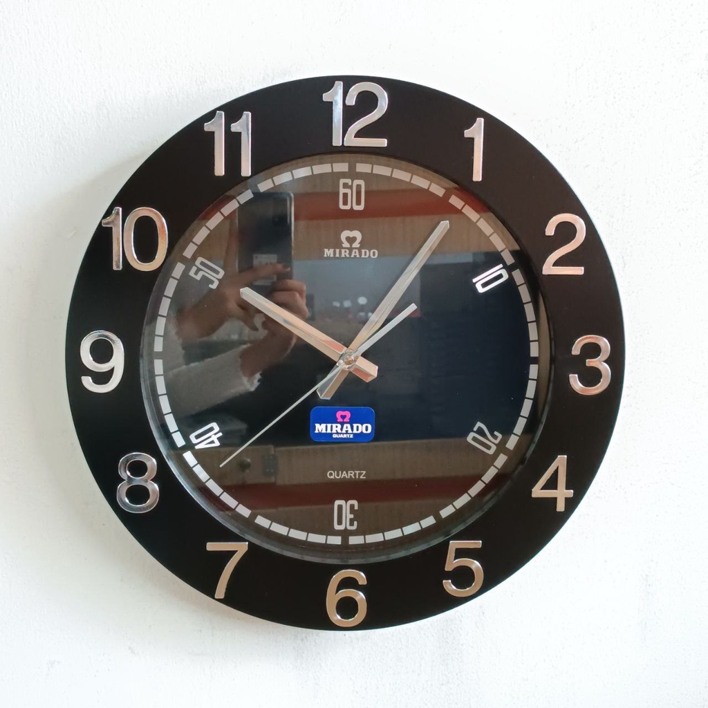 Jual JAM DINDING MIRADO 8540 HITAM RING HITAM ANGKA TIMBUL DIAMETER 40 CM | Shopee Indonesia