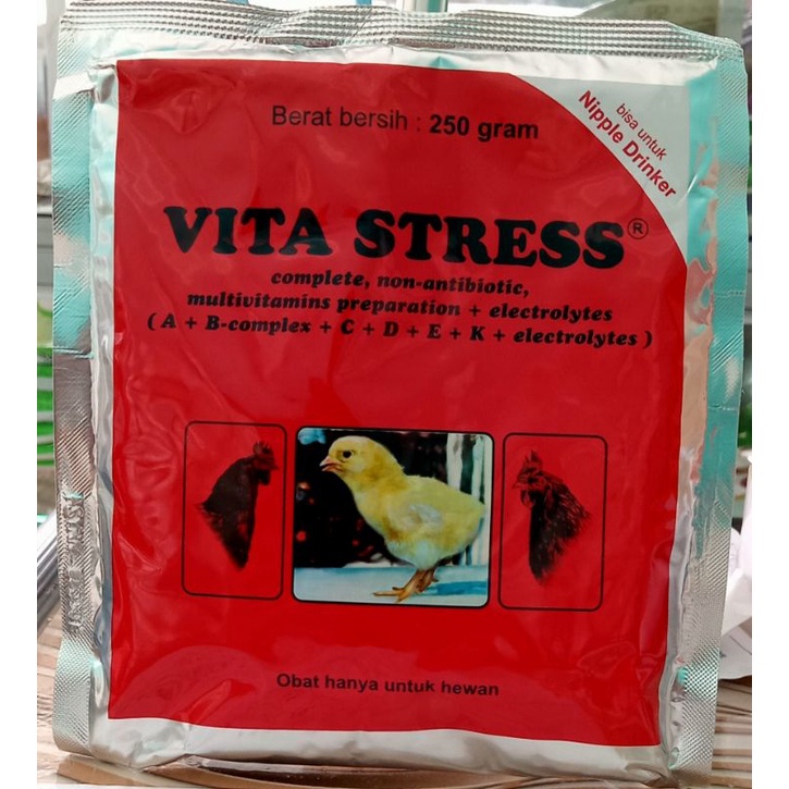 Jual Vita Stress 250 gram Vitamin Elektrolit Multivitamin Ayam Cegah ...