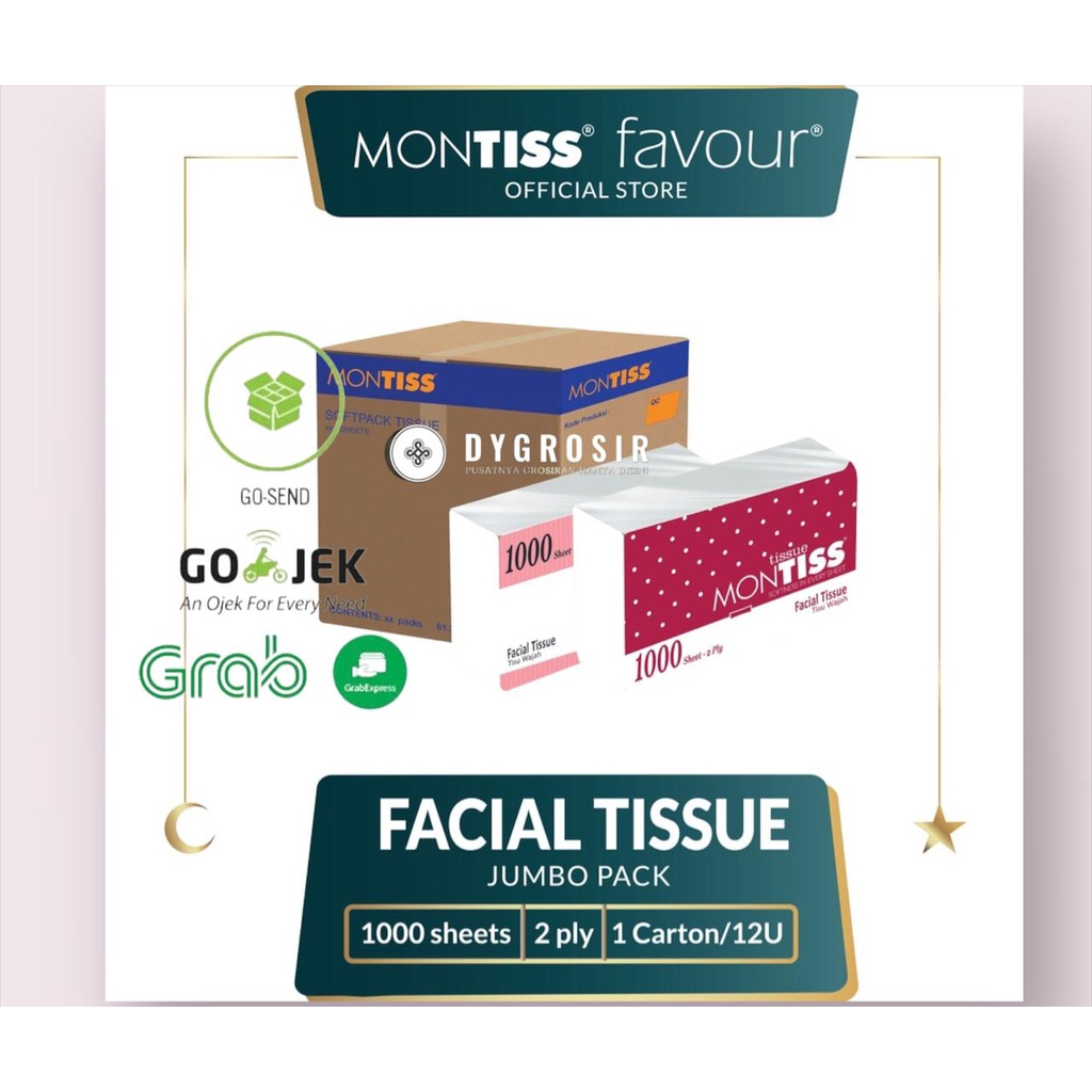 Jual ~ DY ~ GROSIR TISSUE MONTISS 1000 SHEET HARGA 1 DUS ISI 12 PCS ...