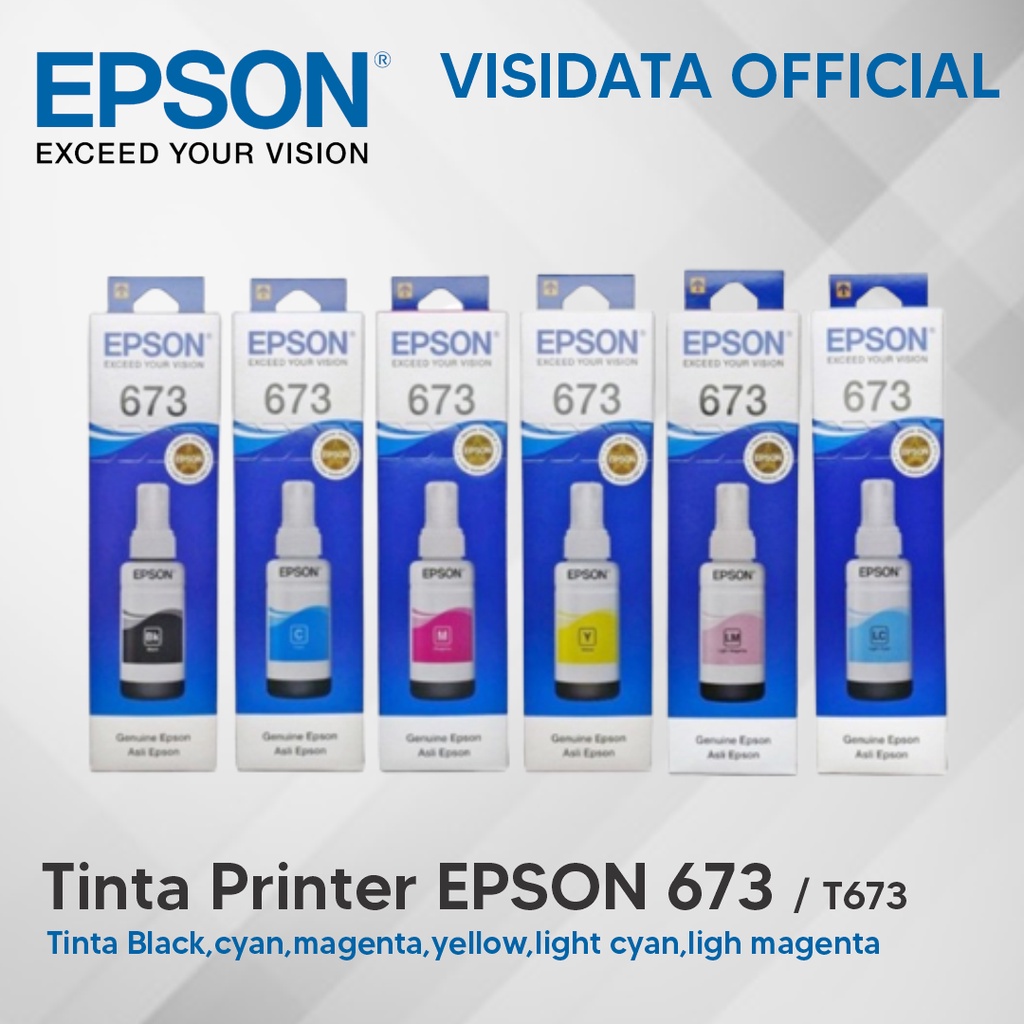 Jual Tinta Original Epson 673 B C M Y LC LM untuk Printer Epson L800 ...