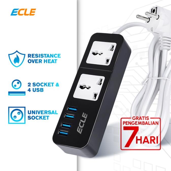 Jual ECLE Original Power Strip Stop Kontak 2 Power Socket 3 Smart USB Port | Shopee Indonesia