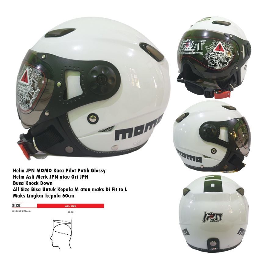 Jual Helm Dewasa Retro Klasik Kawai JPN MOMO Kaca Pilot Riben Hitam ...