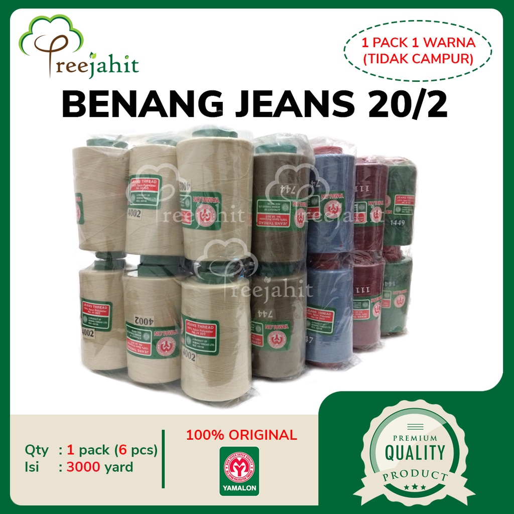Jual Benang Jahit Jeans Merk Yamalon 20/2 3000Y / Pack | Shopee Indonesia