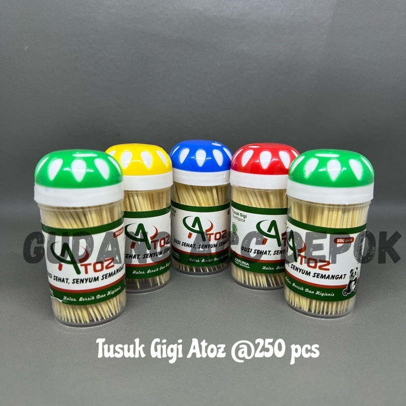 Jual TUSUK GIGI ATOZ BAMBU HALUS BOTOL ISI 250 BATANG / SACHET ISI 200 ...