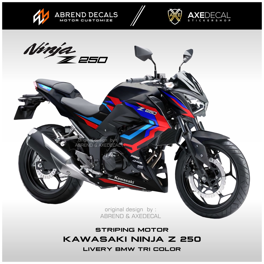 Jual Striping Ninja Z 250 BMW Tri Color Racing / Stiker Motor Kawasaki ...