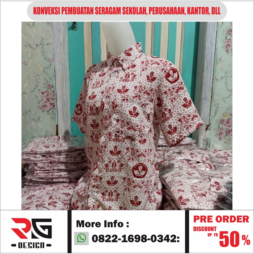 Jual Batik Anak Sekolah SD / MI Batik Tutwuri Handayani Merah | Shopee ...