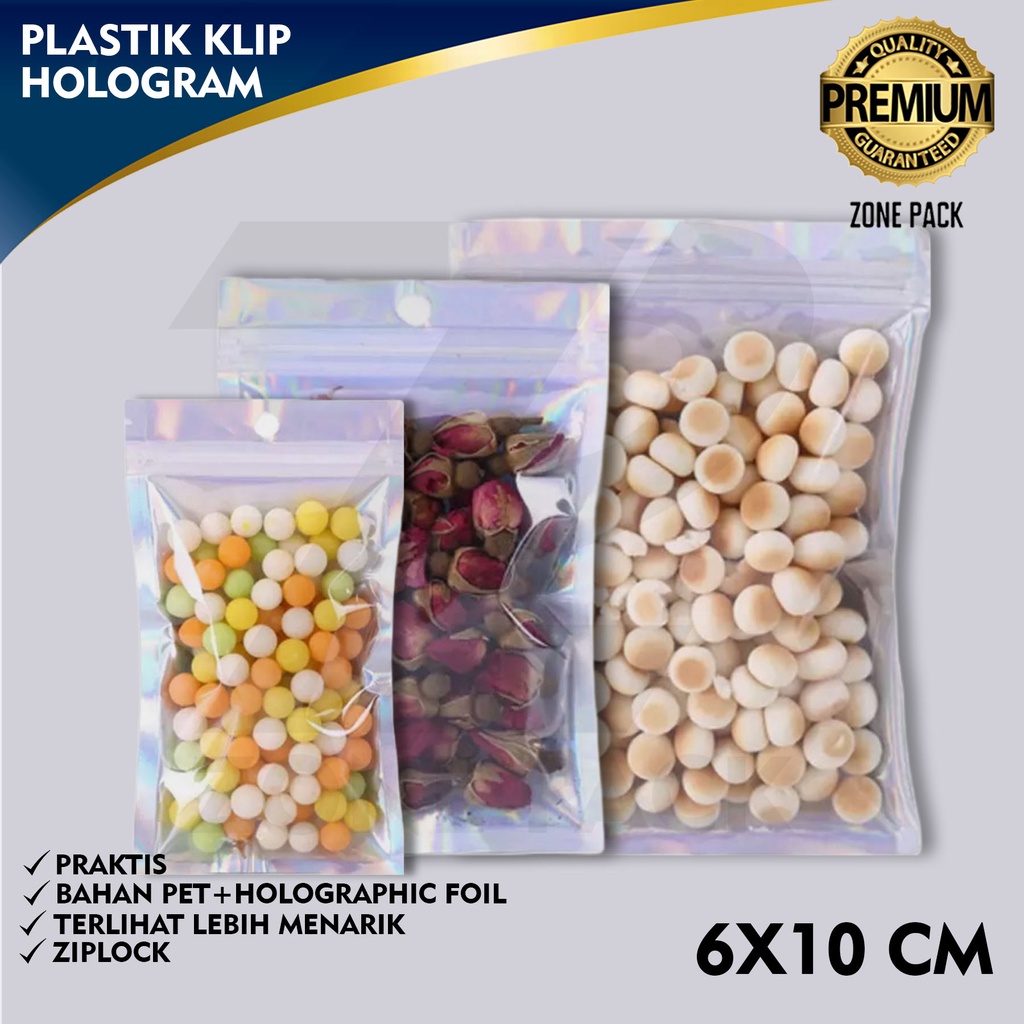 Jual Plastik Klip Hologram Flat Ukuran 6x10 cm | Ziplock Hologram Foil ...