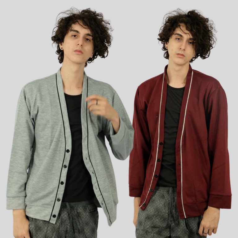 Jual Muscle Fit Cardigan Pria Piping | Shopee Indonesia