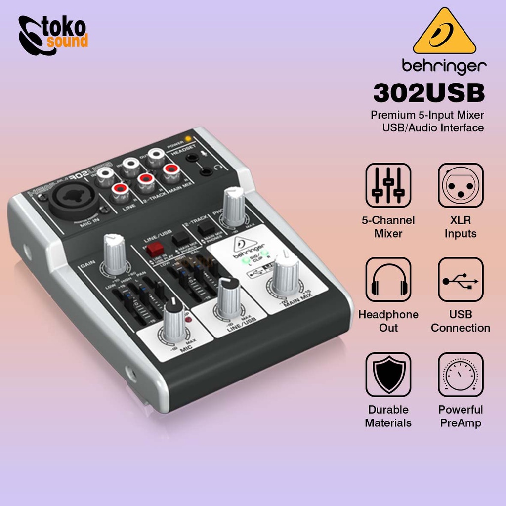 Jual Behringer Xenyx 302USB 302 USB Mixer 5 Input With Multi FX ...