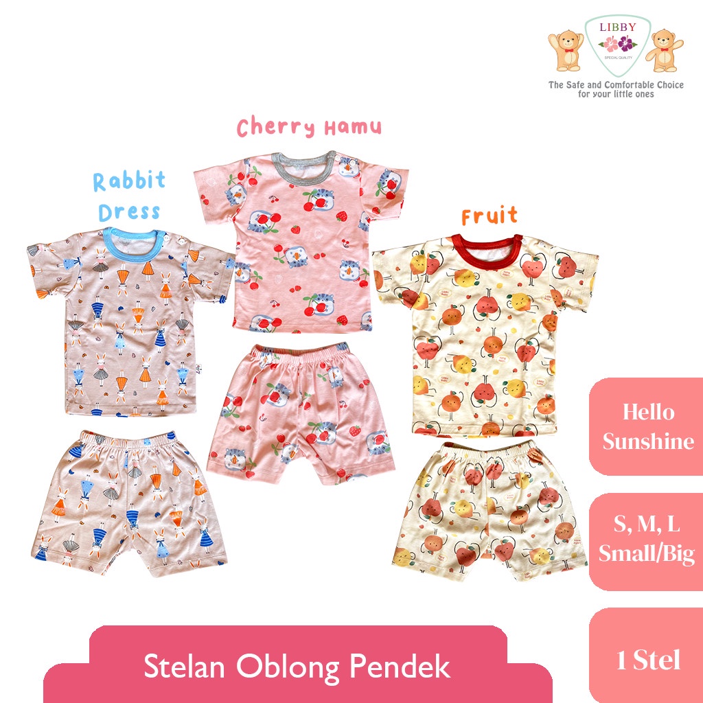 Jual LIBBY Setelan Oblong Pendek Motif Hello Sunshine (1 stel) | Shopee ...