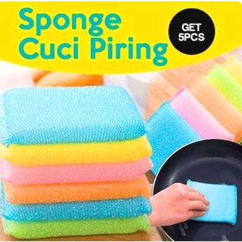 Jual (5Pcs) Spons Busa Cuci Piring Warna Warni Good Wife / Sabuk Cuci ...