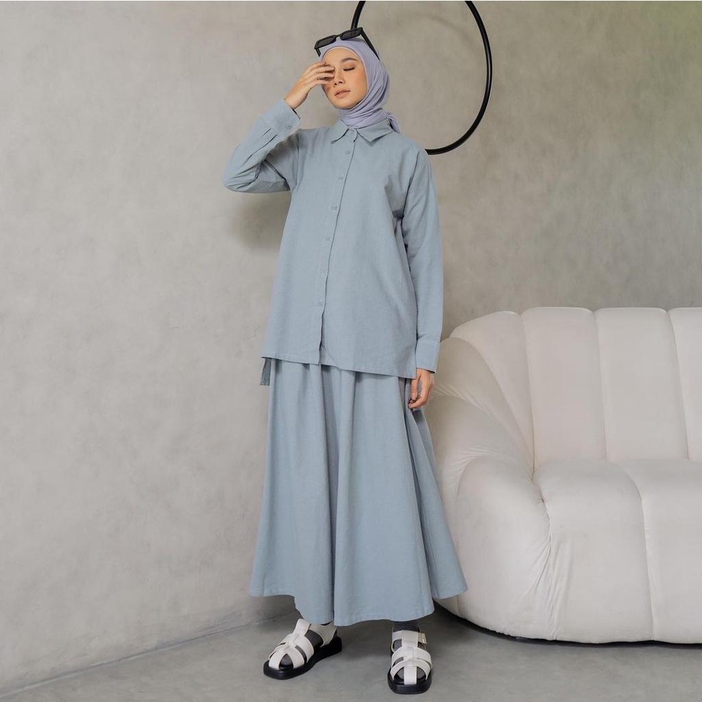 Jual MANA SET DUSTY BLUE / SET BAJU MUSLIM WANITA / SET BAJU MUSLIMAH ...