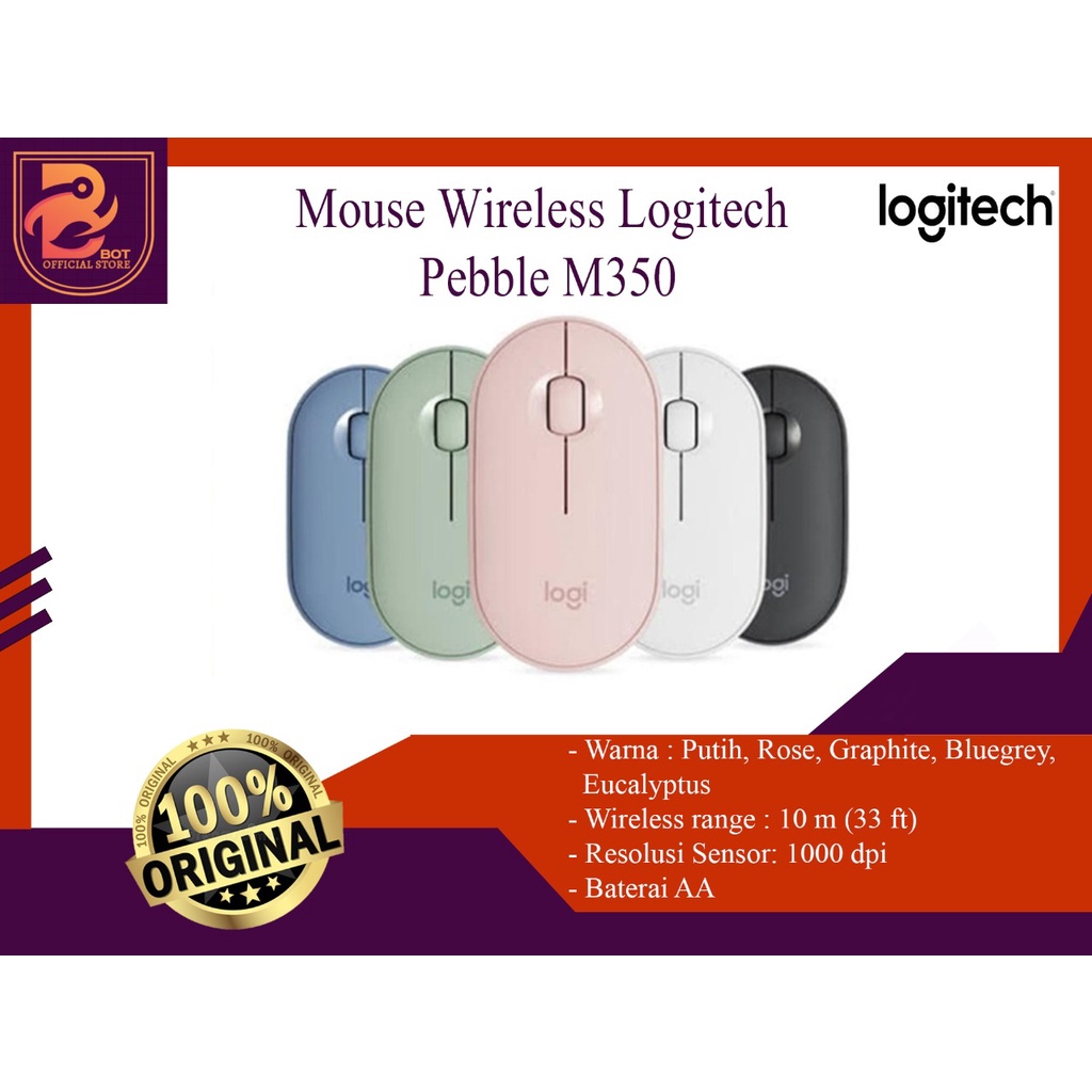 Jual Logitech Pebble M350 Mouse Wireless Bluetooth Slim Silent White Rose Graphite Bluegrey ...