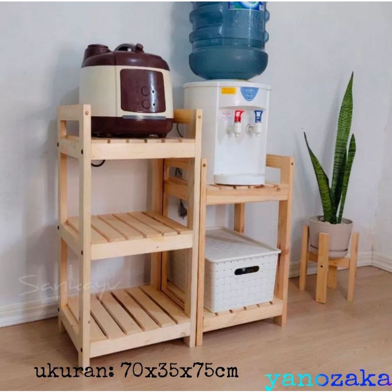 Jual Meja Rak Kayu Serbaguna Minimalis Penyimpanan Dispenser Galon ...