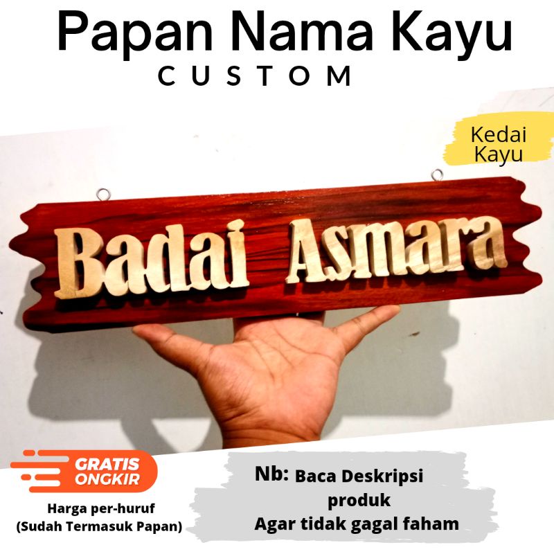 Jual PROMO Wood Lettering Papan nama huruf kayu tulisan custom | Shopee ...