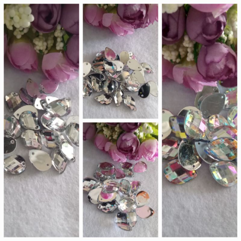 Jual Diamond tetes bening premium, payet jahit,diamond tempel | Shopee ...