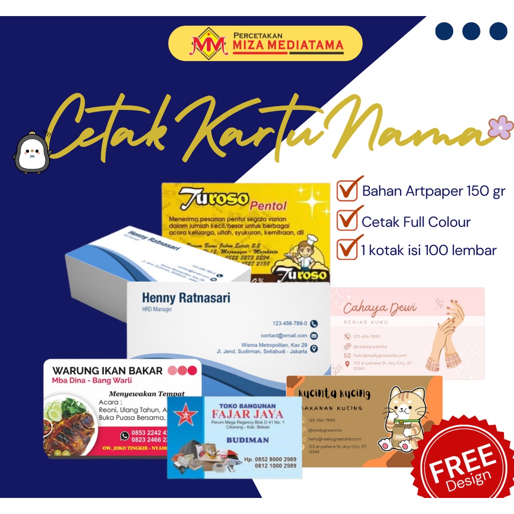 Jual CETAK KARTU NAMA CUSTOM MURAH | Shopee Indonesia