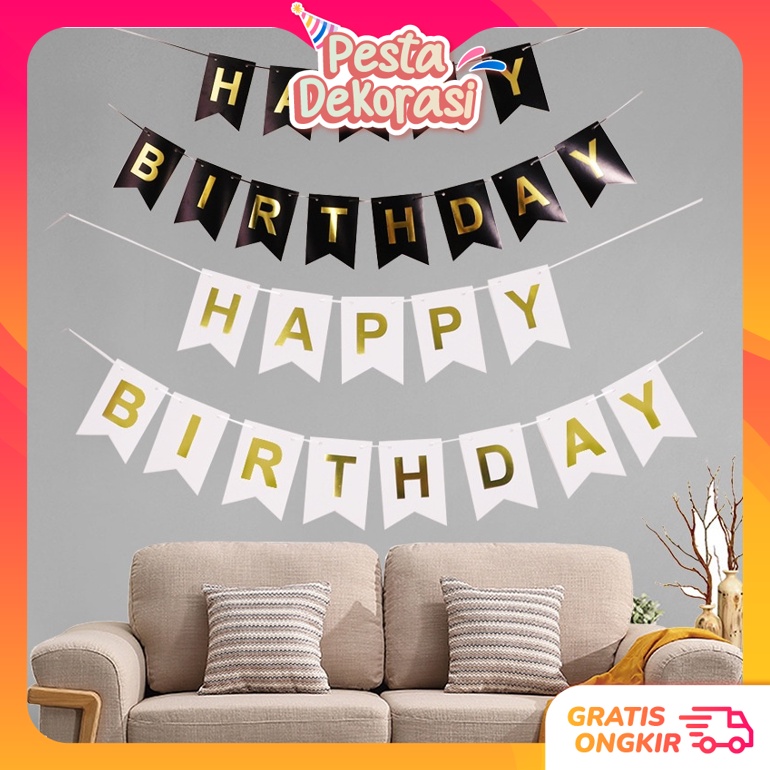 Jual Dekorasi - 5564 Bunting Flag Happy Birthday / Backdrop Pesta ...