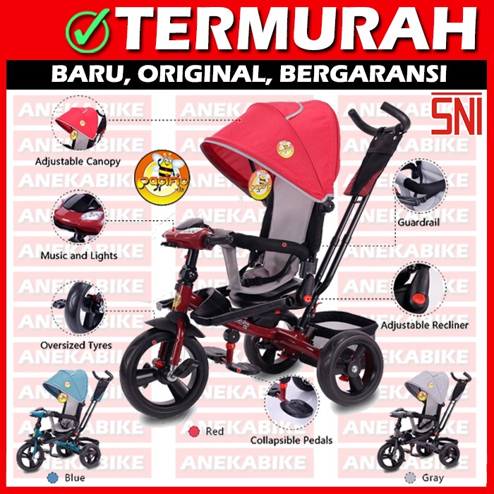 Jual Sepeda Anak Roda Tiga 3 Pacific 5099 Baby 3 in 1 Stroller, Sepeda ...