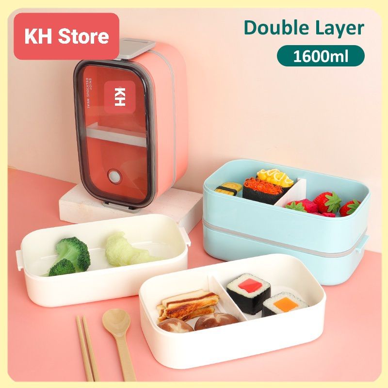 Jual Double Layer Lunch Box kotak Makan Kotak 2Susun Bekal Kapasitas Besar 800ml /LUNCH99NONGG ...