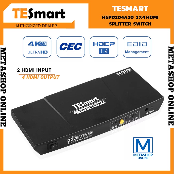 Jual TESmart HDMI Switch Splitter UltraHD 2x4 Port 2 Input 4 Output 4K ...