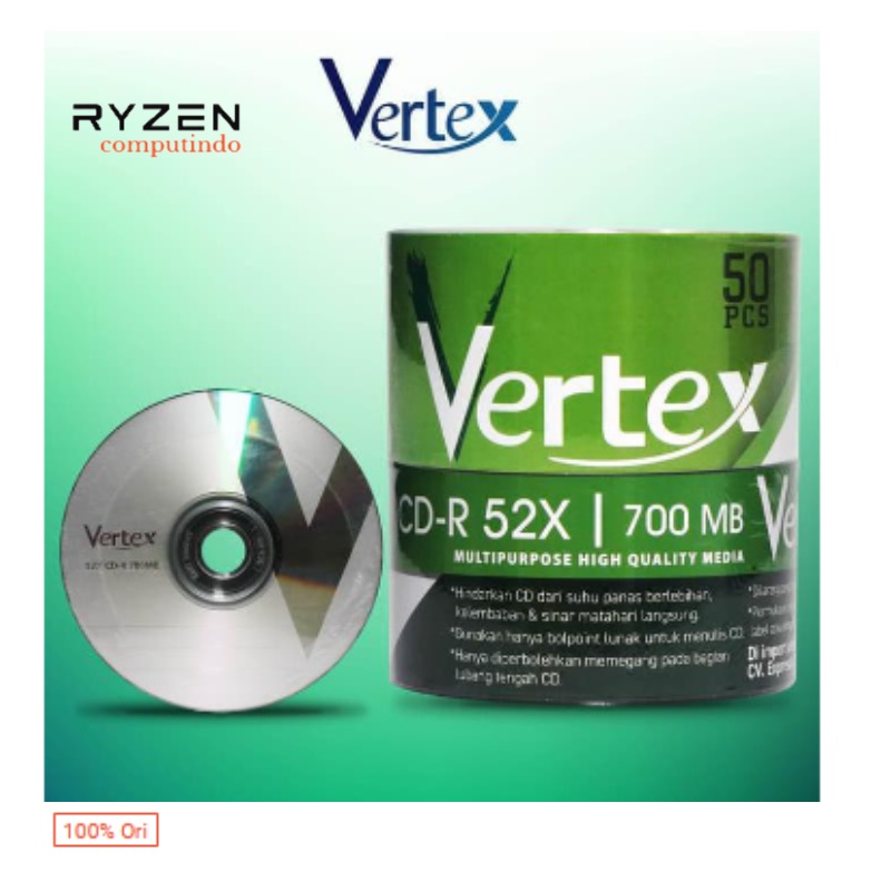Jual CD-R BLANK CD KOSONG VERTEX 1 tabung isi 50 keping | Shopee Indonesia