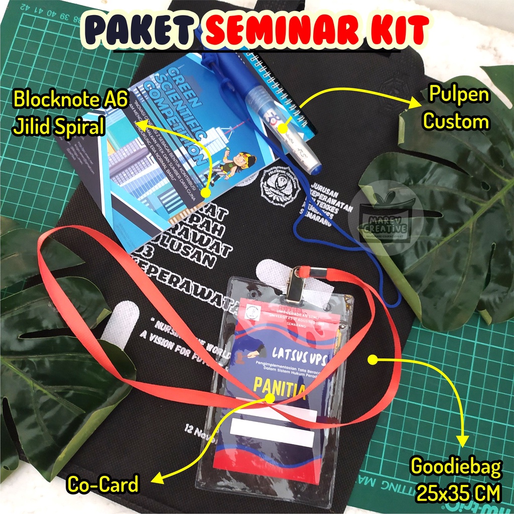 Jual SEMINAR KIT CUSTOM : GOODIE BAG 25x35 CM, NAME TAG, NOTEBOOK ...