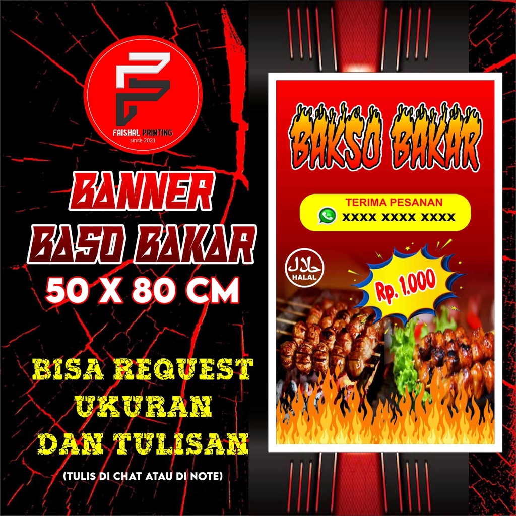 Jual Spanduk Baso Bakar / Banner Jajanan Basok Bakar Ukuran 50 x 80 cm ...
