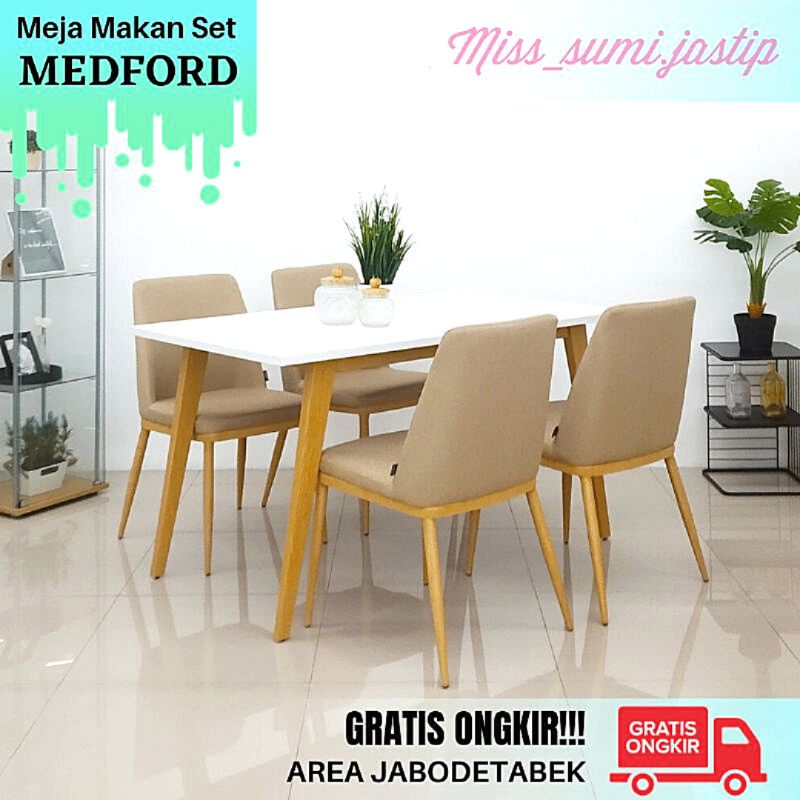 Jual [Informa] Meja Makan Medford Set 4 Kursi Warna Coklat | Shopee ...