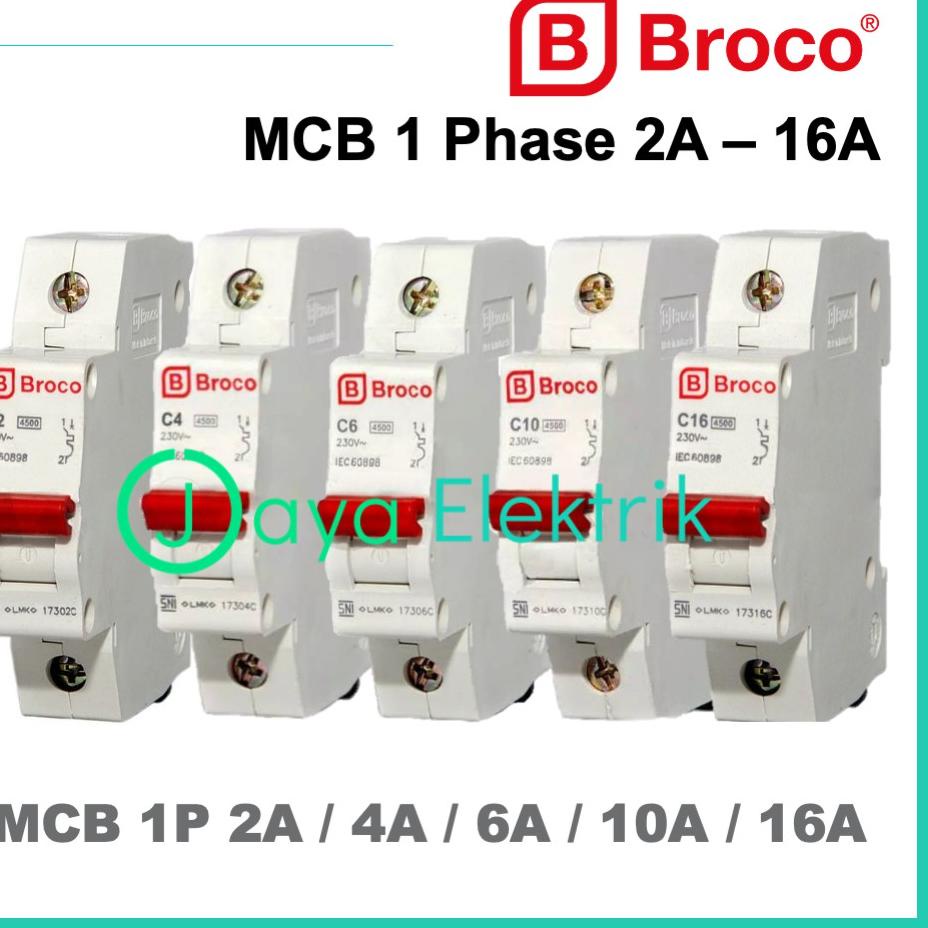 Jual Hot Sale MCB BROCO 1P 2A 4A 6A 10A 16A Pemutus Arus 1 Phase 2 4 6 10 16 Ampere SNI Original ...
