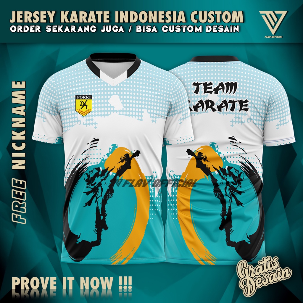 Jual Kaos Jersey Karate Indonesia Custom Desain/Tambah Nama/Logo/Warna ...