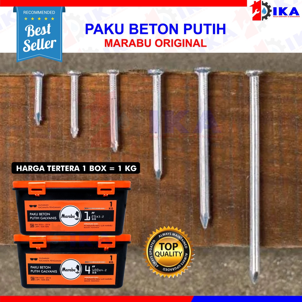 Jual PAKU BETON MARABU PUTIH 3cm,4cm,5cm,7cm,10cm, jual perkotak (1kg) Paku beton Marabu putih ...