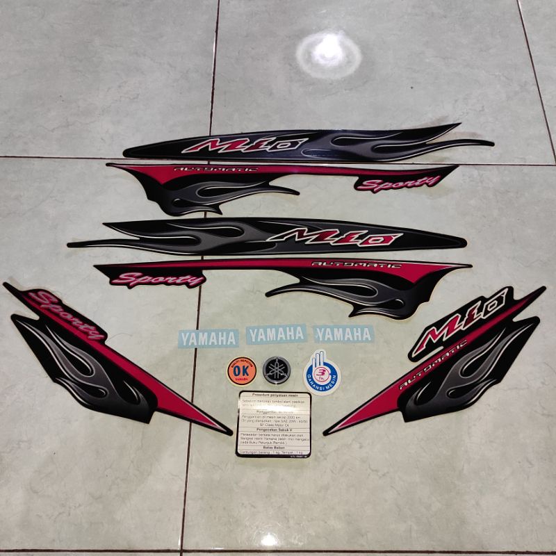 Jual stiker stripping striping decal graphic Yamaha mio sporty hitam ...