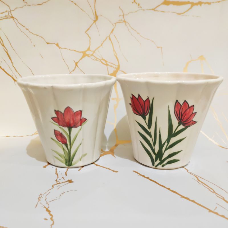 Jual Pot Keramik - Pot Bunga Tanaman Hias Tinggi Aesthetic diameter ...