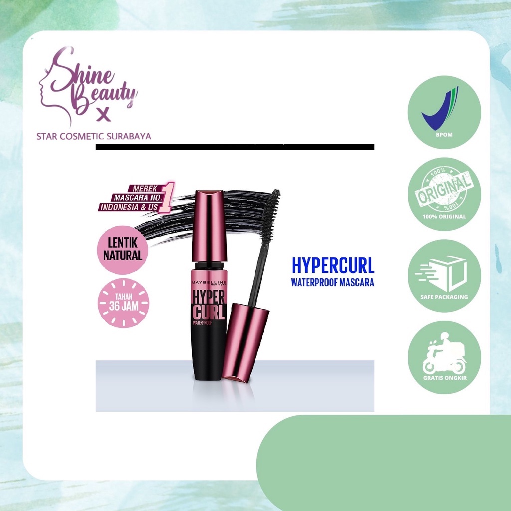 Jual Maybelline Hypercurl 36-Hour Waterproof Mascara | Shopee Indonesia