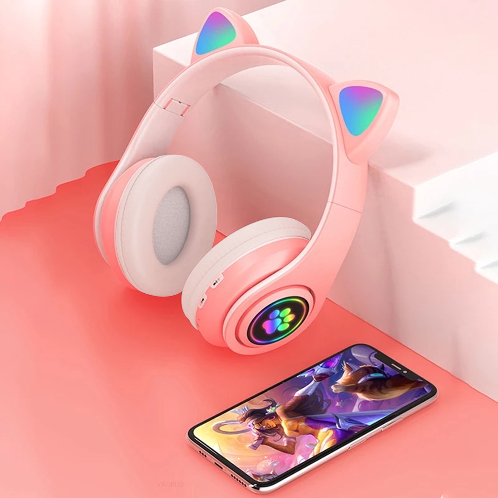 Jual Headphone Headset Anak Motif Telinga Kucing LED Bando Bluetooth ...