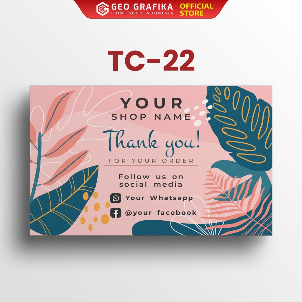 Jual Thank You Card / Kartu Ucapan Terima Kasih Aesthetic Online Shop Custom Free Desain - Geo ...