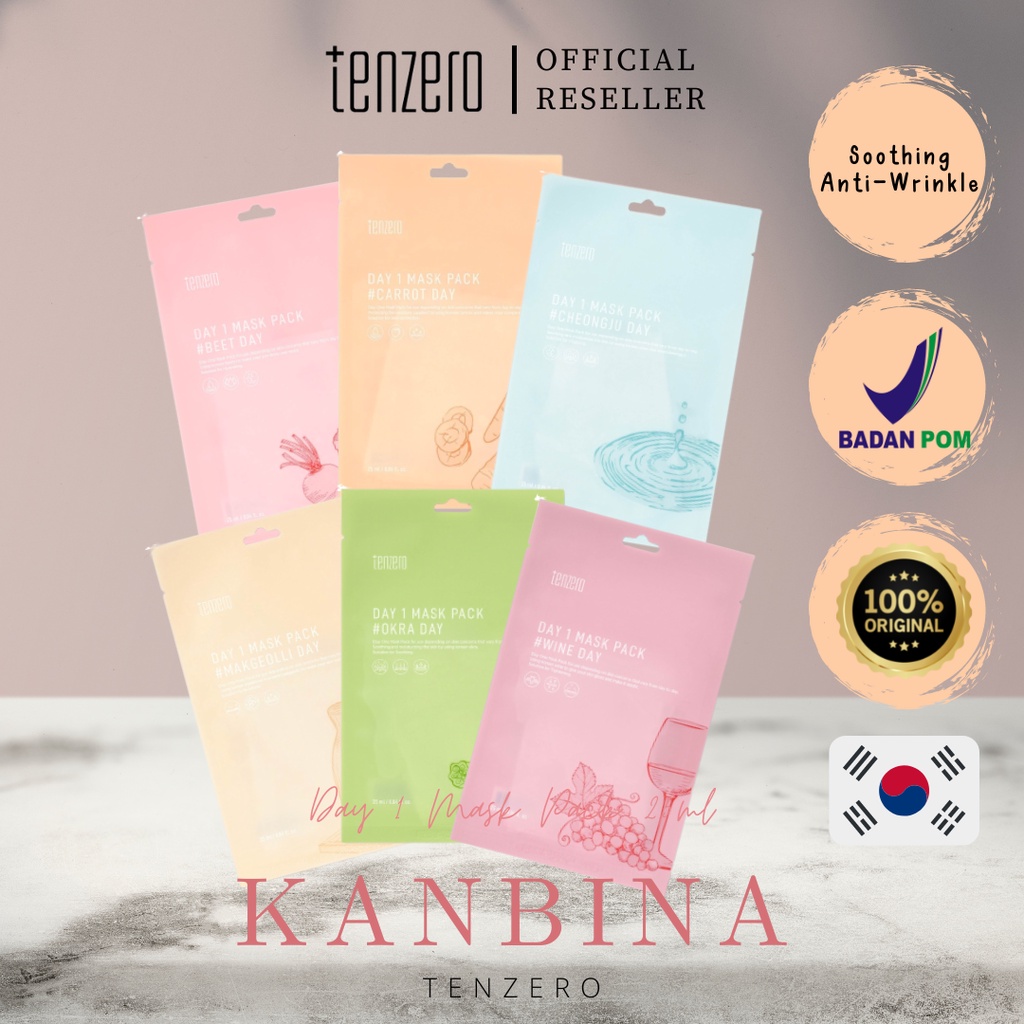 Jual Tenzero Day 1 Sheet Mask Pack Beet Carrot Cheongju Makgeolli Okra ...
