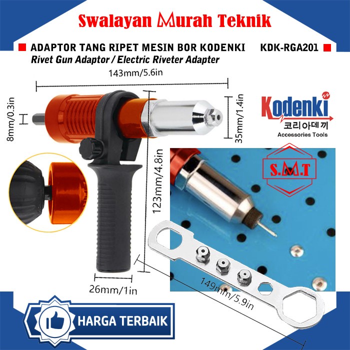 Jual KODENKI RGA201 ELECTRIC RIVET GUN ADAPTOR TANG RIPET MESIN BOR ...