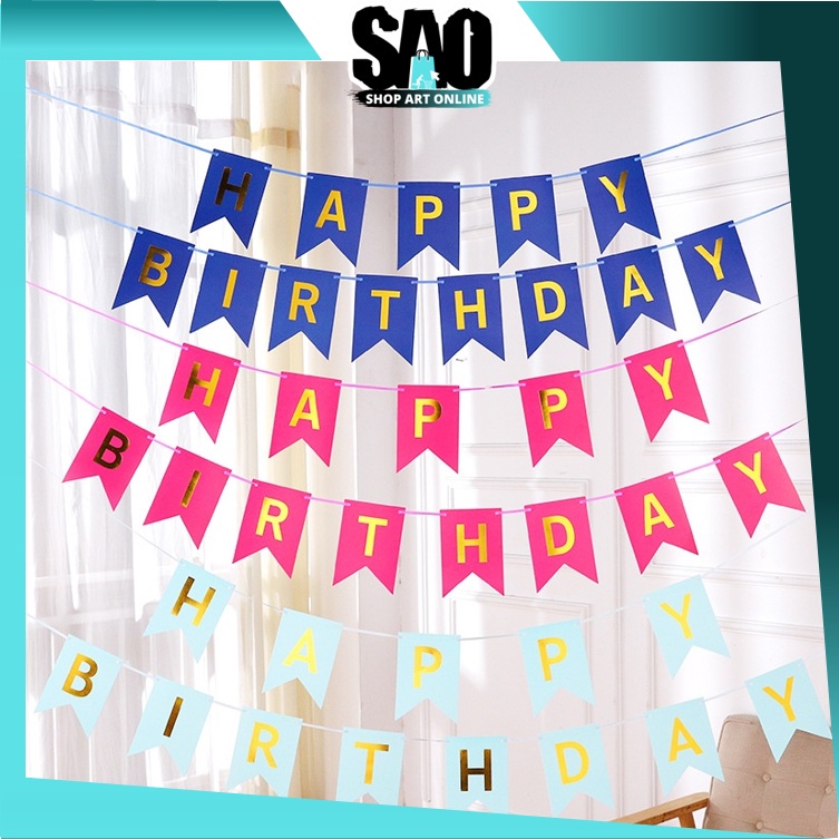 Jual SAO - 5564 Bunting Flag Happy Birthday / Backdrop Pesta / Bendera ...