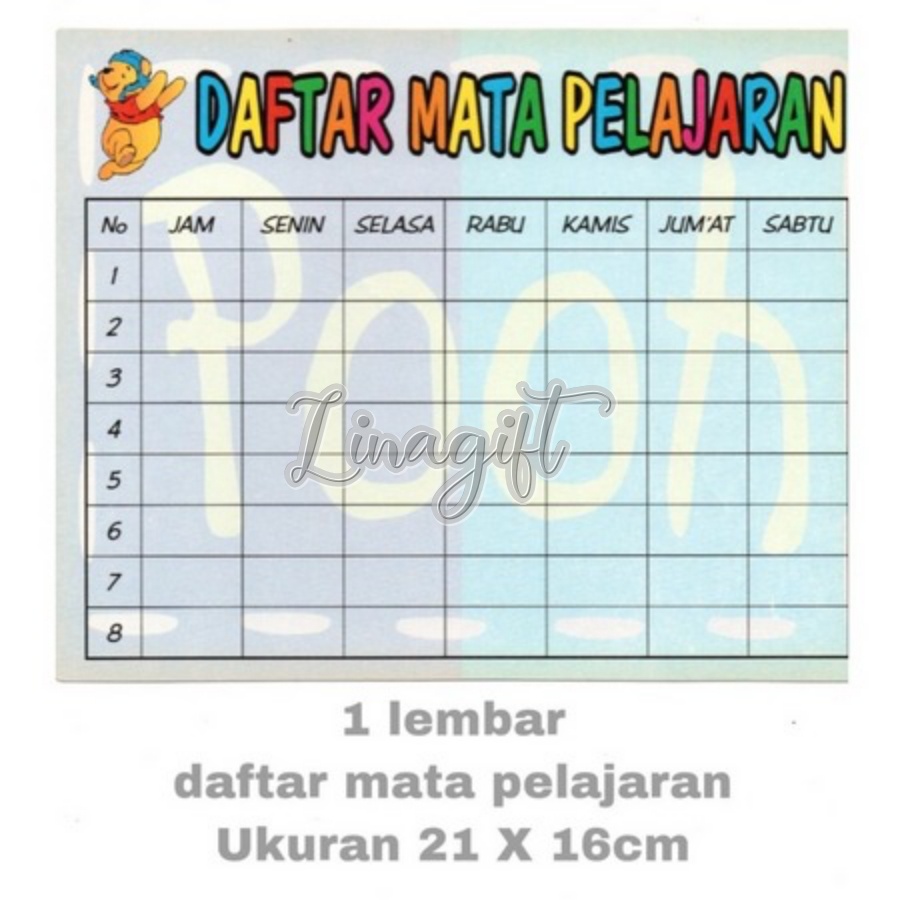 Jual ( 1 Lembar ) DAFTAR MATA PELAJARAN - BUKU LIST W1NNIE TH3 P00H ...