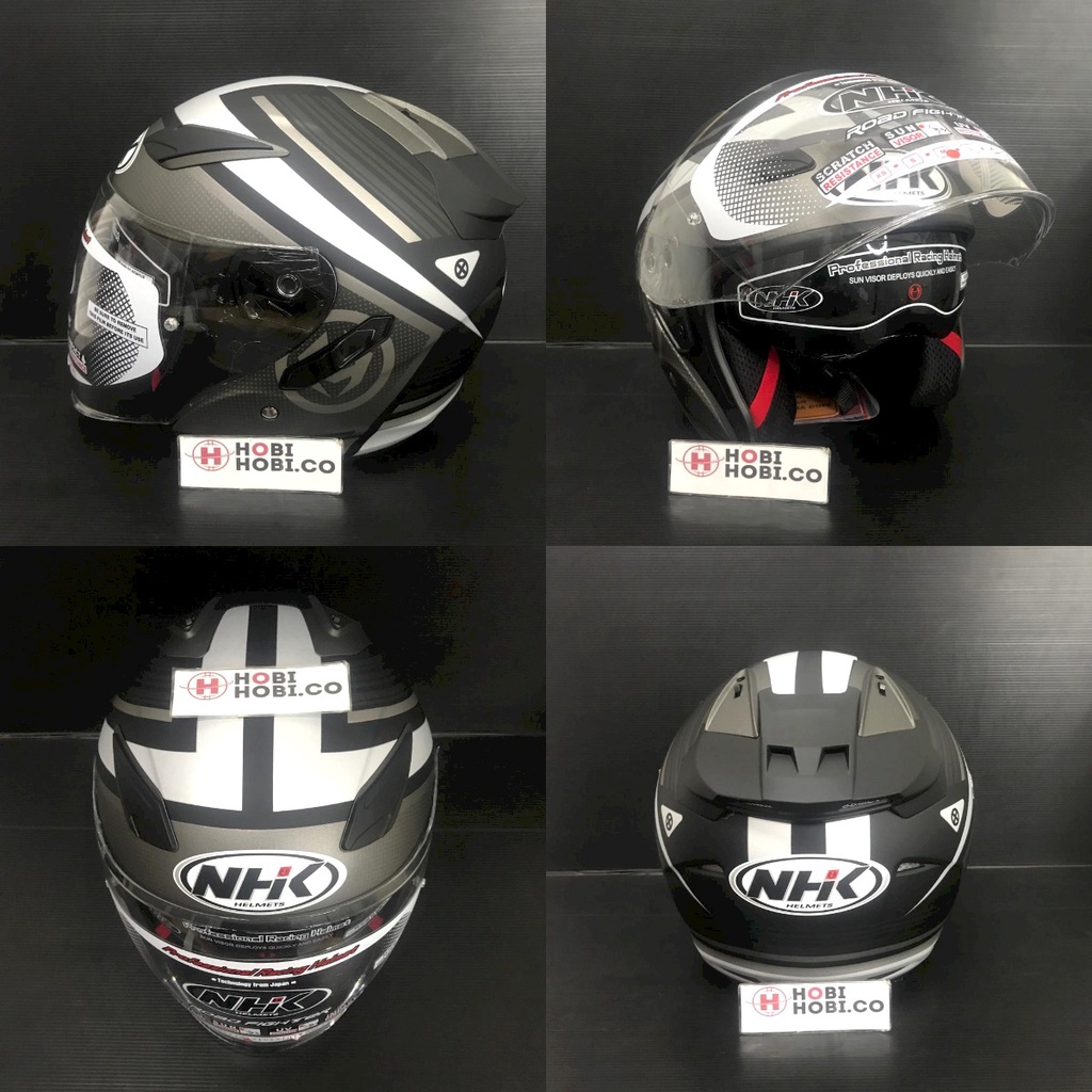 Jual HELM NHK R1 MOTIF ECTO BLACK SILVER DOFF DOUBLE VISOR R1 | Shopee ...