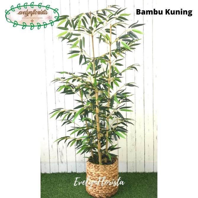 Jual Promo Pohon Hias Bambu Hijau Kuning Latex Artificial Cover Pot ...