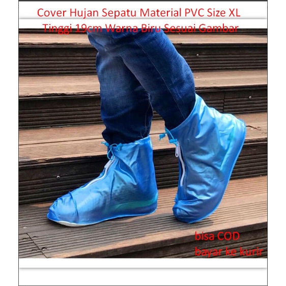 Jual Cover Hujan Sepatu Material PVC Size XL Tinggi 19cm Warna Biru ...